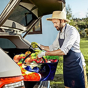 KQNZT Reusable Grocery Bags, Heavy Duty Reusable Shopping Bags, Large Tote Bags with Long Handles and Reinforced Bottom, Yin Yang Gossip Earth