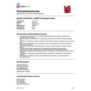 SparkFun (PID 15423 Qwiic Micro - SAMD21 Development Board