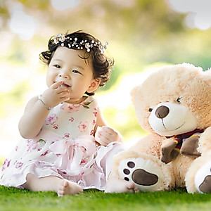 Oagsln Wedding Hair Accessories for Kids, Flower Girl Hair Accessory, Gold, White Headpiece, Rhinestones Hairband