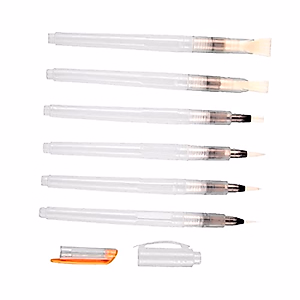 Watercolor Markers for Adults 6pcs Suit Paint Brushes for Water Coloring Brush Pens Suit for Painting Pen for Adult Set Writing Brush Watercolor Pen Wei Transparent Water-Based