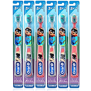 Hippie Hype Kids Manual Toothbrush, for Children and Toddlers 3+, Extra Soft Bristles - Pack of 6 (Characters Vary)