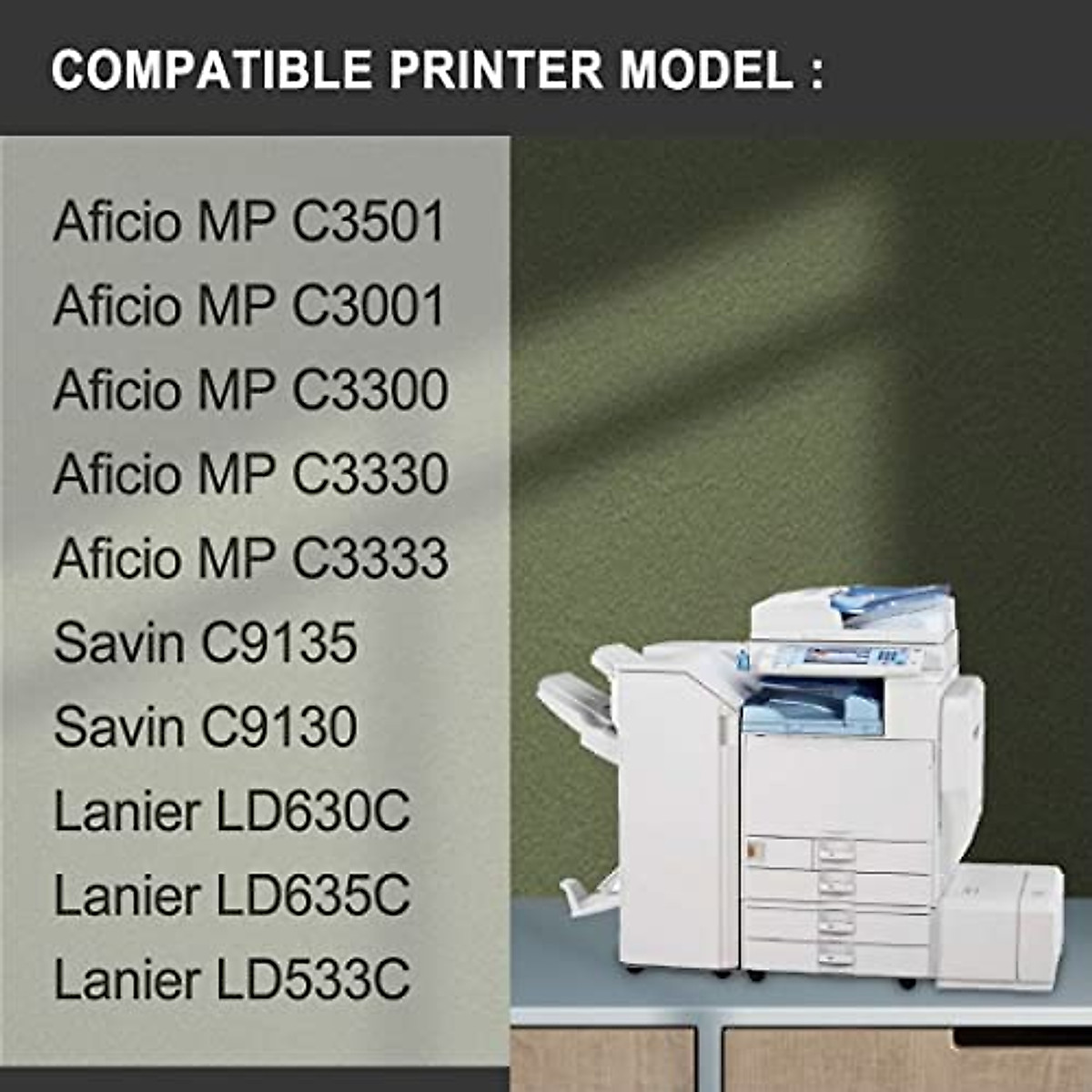 JUHASG Compatible 841421 Toner Cartridge Replacement for Ricoh Aficio MP C3501 C3001 C3300 C3330 C3333 Savin C9135 C9130 Lanier LD630C LD635C LD533C Printe MP C3501 Toner Cartridge(1 Pack, Yellow)