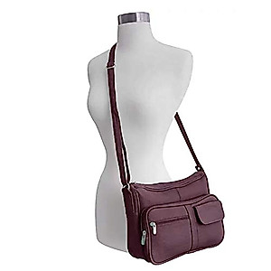 SILVERFEVER Medium Leather Handbag | Ladies Shoulder Bag | Organizer w Built in Wallet (Wine)