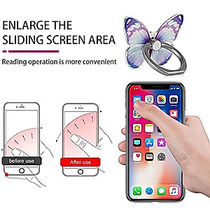 Fwaytech 4Pack Phone Ring Holder Cute 360 Rotation Metal Aluminum Finger Ring Socket Grip Kickstand Compatible for iPhone Samsung LG and Other Smartphones (Butterfly)
