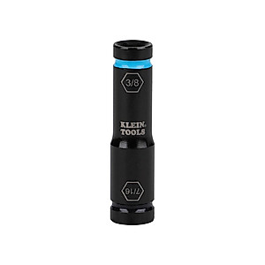Klein Tools 66077 Impact Driver Flip Socket, 7/16- and 3/8-Inch Sizes, Use with Klein Tools Compact Impact Wrenches BAT20CW, BAT20CW1