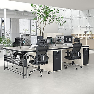 VECELO High Back Ergonomic Office Chair with Adjustable Headrest Armrest, Mesh Lumbar Support, Swivel Wheels for Home Study Work, Black