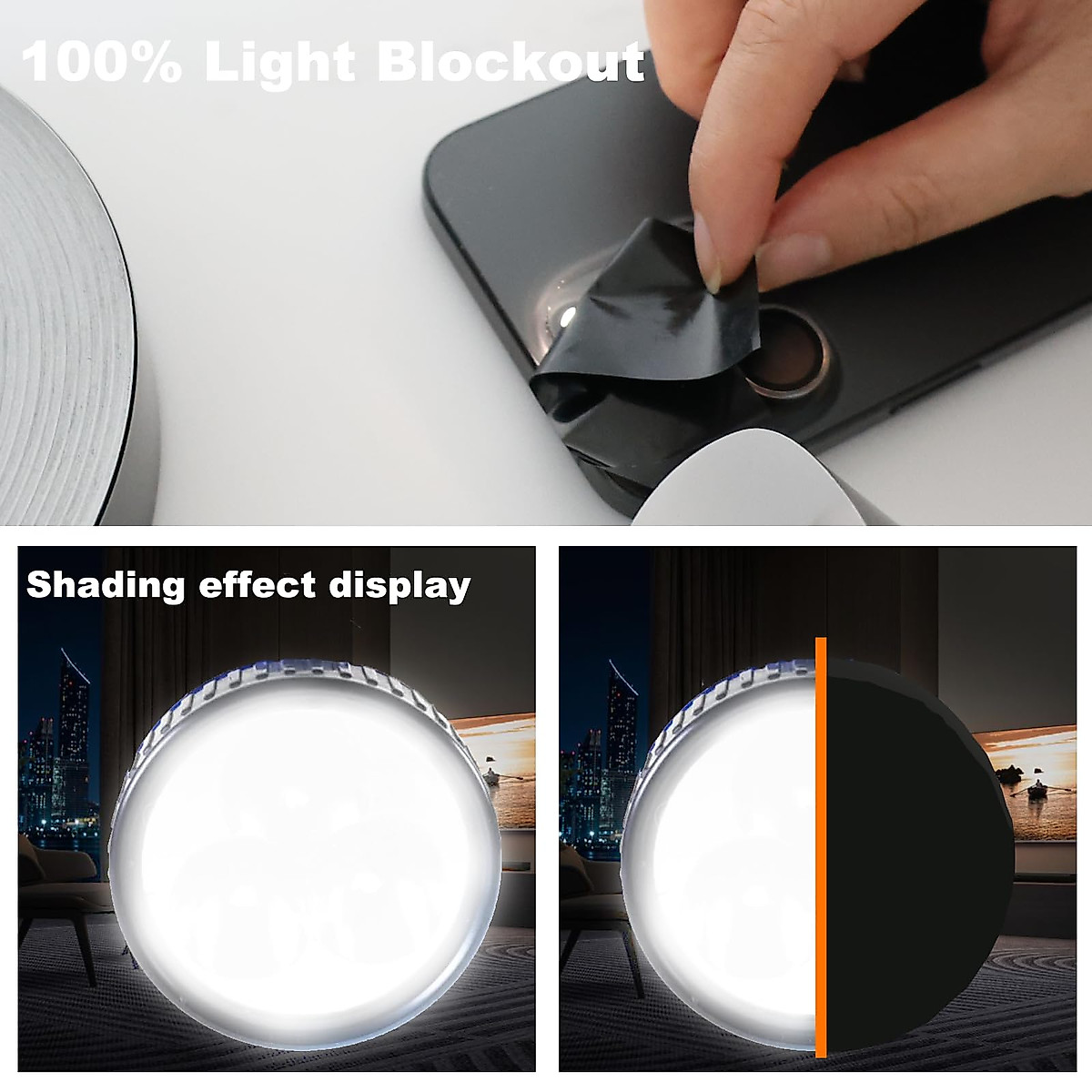 KIWIHUB Light Blocking Tape, 1.2 inch x 164 Feet Light Blocking Stickers, Blackout Stickers for Electronics, Light Shading Tape for Window, Routers, Block 100% of LED Lights - Black