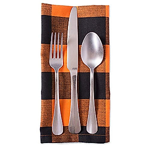 DII Buffalo Check Collection, Classic Farmhouse Tabletop Set, Napkin Set, 20x20, Orange & Black, 6 Piece