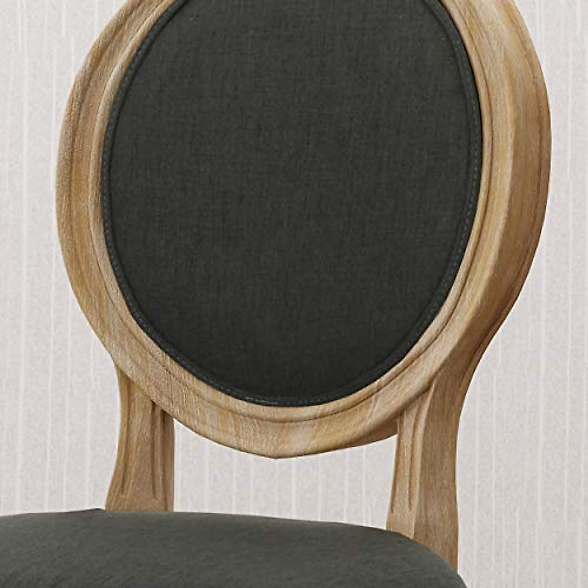 Christopher Knight Home Reed Upholstered Farmhouse Dining Chairs, (Set of 2), Dark Gray + Black Checkerboard + Natural