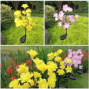 SNUGBERI 2 Pack Outdoor Solar Camellia Lights with 20 Head Flower, Color Changing LED Camellia Flower Landscape Pathway Lights Waterproof Solar Flower Lights for Garden Patio Yard Lawn