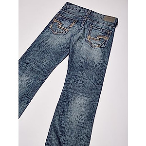 Silver Jeans Co. Men's Zac Relaxed Fit Straight Leg Jeans, Light Indigo, 34W x 32L