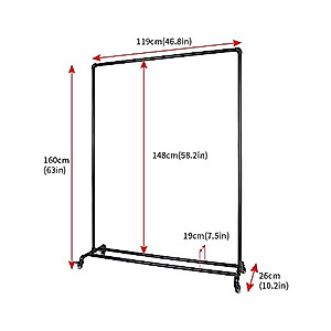 OLDRAINBOW Industrial Pipe Clothing Rack,63in Dress Rack Clothes Rack,Vintage Clothing Racks on Wheels,Retail Rack Mobile Coat Rack Metal Garment Rack(Black)