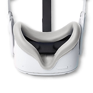 VR Face Cover and Lens Cover Compatible for Meta/Oculus Quest 2 Headset, SINWEVR Sweatproof Silicone Interfacial Face Mask Pad Cushion, Washable and Light Blocking Quest 2 Accessories (White)