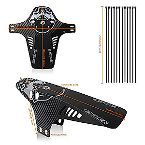 R2Depot Bike Fender with 12 Cable Ties, 2 Parts- Front/Rear Mud Guards Fit for 20"/22"/24"/26" Bike B-2-piece Set