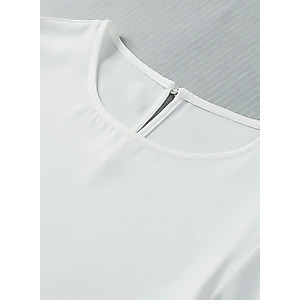 Dokotoo Womens Ladies Autumn Tops Bell Long Sleeve Tunic Top Round Neck Chiffon Ruffle Tops and Blouses for Women Fashion Casual Loose Shirts White X-Large