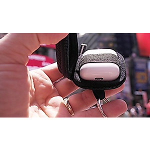 CASEBUDi Tough Travel Case for Apple AirPods | Key Ring and Carabineer | Use as Keychain | Sturdy, Stylish, Ballistic Nylon, Impact Protection for Travel or Storage (Cool Grey)