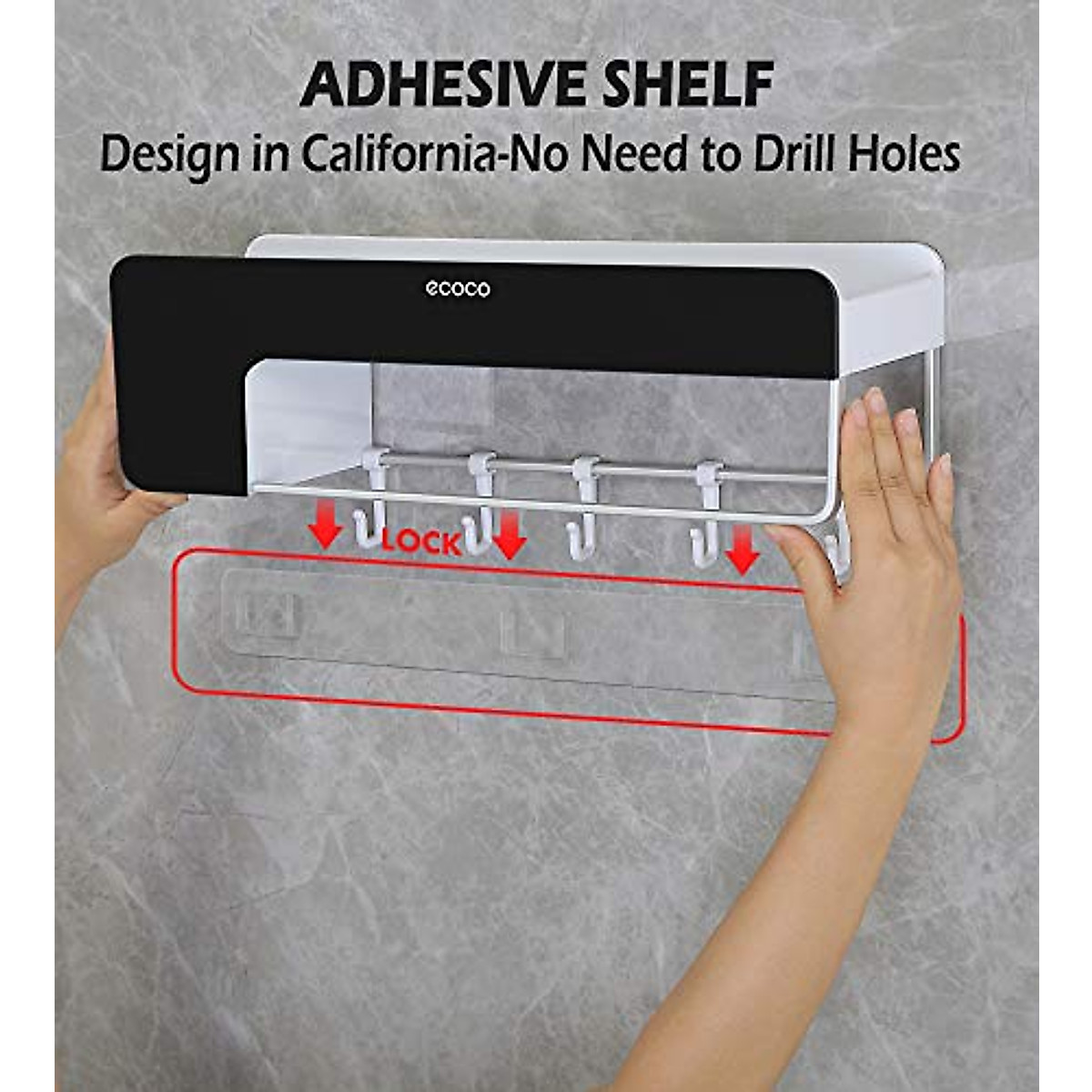 iHEBE Adhesive Bathroom Shelf Storage Organizer Wall Mount No Drilling Shower Shelf Kitchen Storage Basket Rack Shelves Shower Caddy