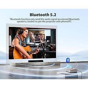 4K Projector with 5G WiFi and Bluetooth, Acrojoy 450 ANSI Native 1080P Mini Projector Support 400"Display, 75% Zoom, Portable Outdoor Movie Projector W/ Tripod and Bag, Compatible W/ TV Stick/USB/PS5