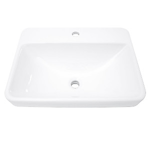 Nantucket Sinks DI-2317-R1 1-Hole Rectangular Drop-in Ceramic Vanity Sink, 23"