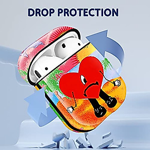 Ulirath Cute Bunny Heart for AirPods1/2 Case Un Verano Sin Ti Cartoon Kawaii Cases for Apple AirPod Air Pods 2nd/1st Cover Cool Fun Funny Unique Design Skin Coves for Girls Girly Boys