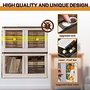 BESHOOME 152QT Stackable Storage Bins With Lids, Collapsible Closet Organizers and Storage with Doors, Plastic Bins with Wheels, Folding Storage Box for Home, Storage Containers for Closet 2Pack