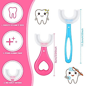 12 Pieces Kids U Shaped Toothbrush 360 Degree Toddler Whole Mouth Toothbrush Oral Teeth Cleaning Soft Silicone Massage Toothbrush with Handle for Kids Baby Toddler Boys Girls, 2 Sizes