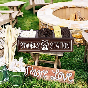 S'mores Station Wooden Box S'mores Bar Holder with Handles Farmhouse Kitchen Decor Rustic Smores Roasting Station Wood Organizer Camping BBQ Accessories Teacher Gift