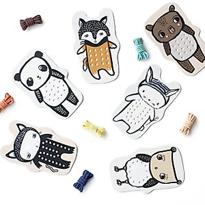 Wee Gallery Baby Animals Lacing Cards for Toddlers, Sewing Board Toy, Preschool Toys, Montessori Learning Activity for Kids, Learn Motor Skills, Colors, Travel Game, with Soy Inks (Ages 3 4 5 years +)