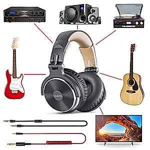 Boytone BT-10BR Wired Over Ear Headphones Hi-Res Studio Monitor & Mixing DJ Stereo Headsets with 50mm Drivers and 1/4 to 3.5mm Audio Jack, Foldable for Computer Recording Phone Guitar Laptop
