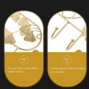 Homoyoyo Metal Wall Hook Ginkgo Leaf Decorative Vintage Coat Hooks Entryway Key Hook for Coat Hat Towel Rack Purse Key Bag Bathroom Bedroom Entryway Decor