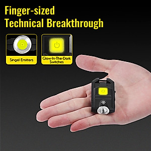 Anhay Mini Flashlight Keychain -500 Lumens Rechargeable Pocket LED Flashlight with 3 Light Modes, Waterproof Design,EDC Keychain Flashlight with Hat Clip and Carabiner for Outdoor Hiking,Travel