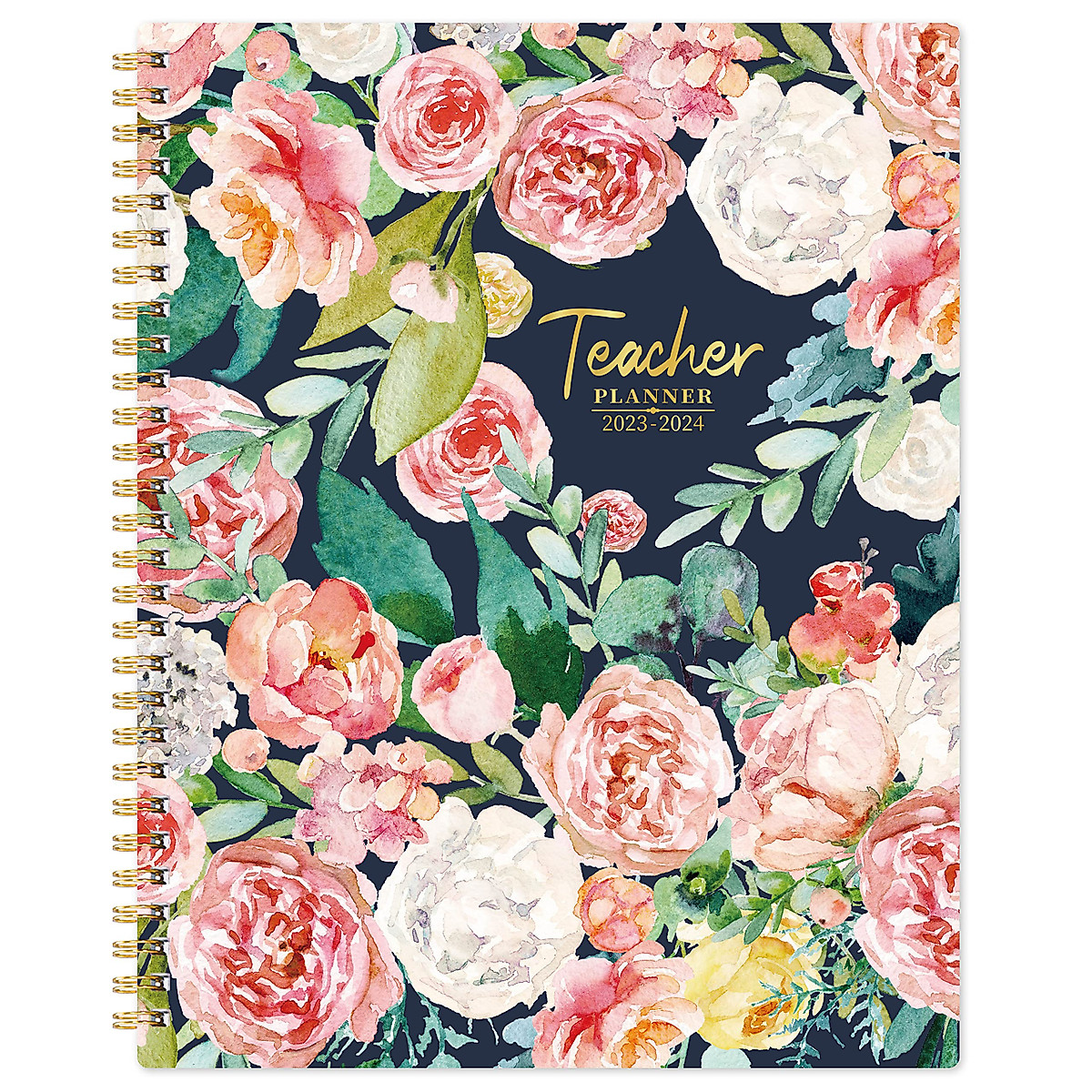 Teacher Planner 2023-2024 - 2023-2024 Teacher Planner, Academic Planner 2023-2024 from July 2023 to June 2024, 8" x 10", Teacher Lesson Plan Book with Quotes, Strong Twin-wire Binding - Floral