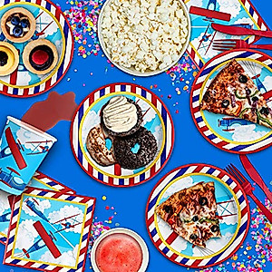 Airplane Birthday Party Supplies Set Plates Napkins Cups Tableware Kit for 16