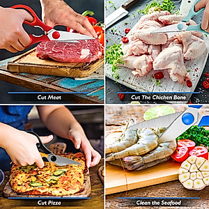 Kitchen Shears, Rkqoa Kitchen Scissors Heavy Duty Cooking Scissors, Dishwasher Safe Scissors Kitchen House Essentials Supplies, Stainless Steel Sharp Utility Shears for Turkey, Poultry, Chicken, Meat