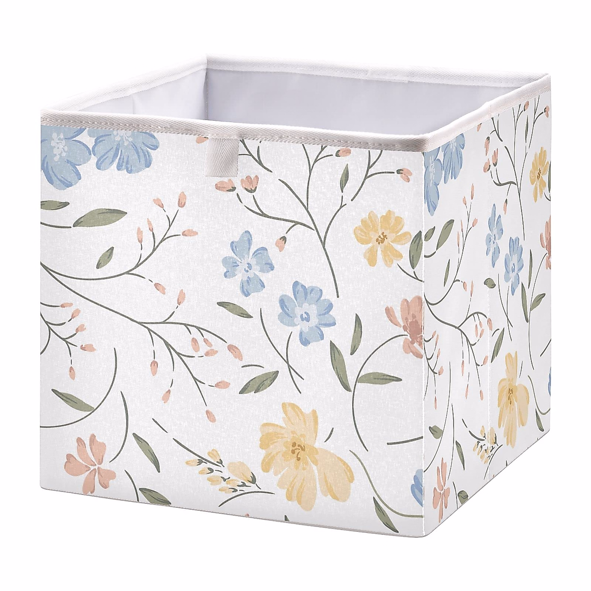 Joisal Floral Pattern Storage Baskets, Foldable Cube Storage Bins with Full Print Design for Home Organization, Cloth Storage Bin