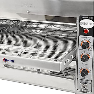 Omcan 11387 14 Inch Wide Conveyor Belt Adjustable Heat and Speed Stainless Steel Infrared Baking Commercial Kitchen Toaster Oven