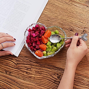 Gaolinci Heart-Shaped Embossed Glass Bowl, Fruit Salad Bowl, Dessert Bowl (Set of 2)