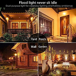 ILC LED Flood Light 80W, 8000LM, Outdoor RGB Color Changing, Smart Floodlights RGBW 2700K Warm White & 16 Million Colors, 20 Modes, Grouping, Timing, IP66 Waterproof (2 Pack)