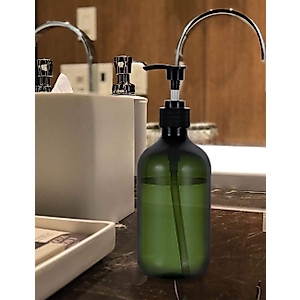 sdoot Green Pump Bottle, 2 Pack Shampoo Bottles with Pump, 17oz Refillable Plastic Soap Dispenser Pump Bottle for Shampoo Conditioner, Shampoo Lotion Body Wash
