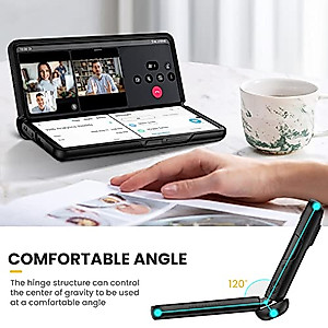 Ruky for Samsung Galaxy Z Fold 3 Full Body Case, Magnetic Kickstand, Hinge Protection, Built-in Screen Protector PU Leather Stand Case for Samsung Galaxy Z Fold 3 5G, Black