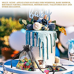 Woanger 500 Pcs Small Sheer Organza Bags with Drawstring Bulk Mesh Pouches Empty Sachet Bags for Jewelry Gift, Bridal Events Christmas Wedding Party Favors (Black, 3 x 4 Inch)