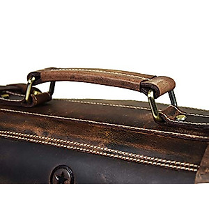 Leather Knife Roll Storage Bag, Elastic and Expandable 10 Pockets, Adjustable/Detachable Shoulder Strap, Travel-Friendly Chef Knife Case (Dark Brown, Leather)