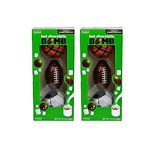 Sports Hot Chocolate BOMB® 3 Piece Gift Set, 2 Pack of Hot Cocoa Melting Balls, Fall Football, Soccer, and Basketball Gift, Holiday Stocking Stuffer Gift By Frankford Candy