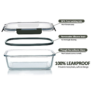 M MCIRCO [80 oz & 36 oz] Extra Large Glass Food Storage/Baking Containers Set with Lids, 2 Pack 80 oz(10 cup)&2 Pack 36 oz (4.5 cup) Airtight Glass Container,Microwave,Oven,Freezer and Dishwasher