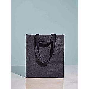 Out of the Woods City Tote – Vegan Tote Bag with dual Short and Long Handles – Supernatural Paper Reusable Shopper – Strong Washable Medium-Large Collapsible Bag, Ebony with Coordinating Black Handles