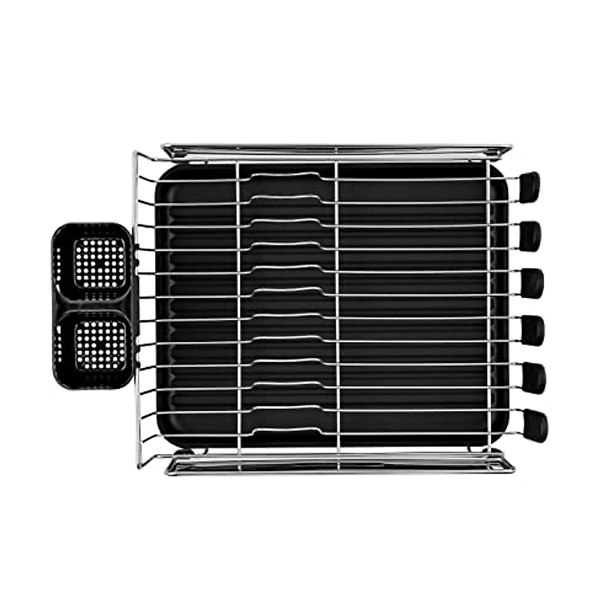 happimess DSH1000A Compact 17.25" Fingerprint-Proof Stainless Steel Dish Drying Rack, Dish Rack with Wine Glass Holder, Utensil Holder, Stainless Steel/Black, Silver/Black