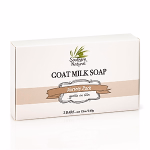 Southern Natural Goat Milk Soap Bar (Variety 3 Pack) Lavender, Oatmeal Milk & Honey, Rosemary Mint - For Dry Sensitive Skin. For Men, Women, Kids & Baby. Great For Face and Body.