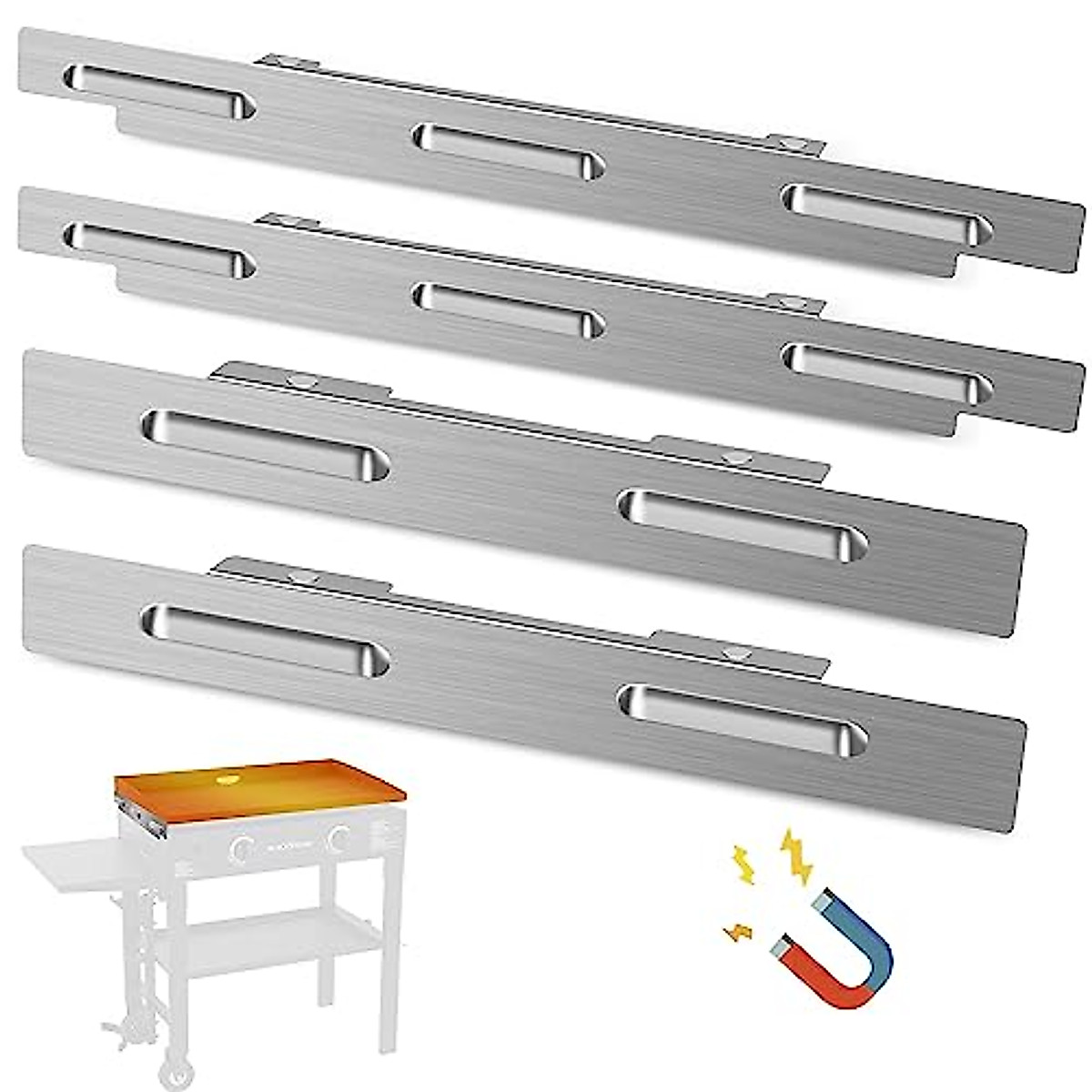 Wind Guard for Blackstone 28 Inch Griddle, Blackstone Griddle Accessories for Outdoor Barbecue, Magnetic Stainless Steel Wind Screen, Compatible with Rear Grease Cup, Hood and Side Shelf, Silver