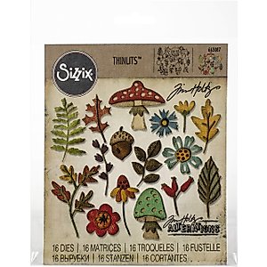 Sizzix Thinlits Dies Funky Foliage by Tim Holtz, 16-Pack, us:one size, Multicolor