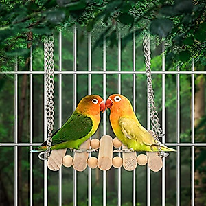 Bird Parrot Toys Swing Hanging, XUXN Bird Parrot Toys 13 Packs, Natural Wood Chewing Toy Bird Cage Toys, Parrot Hammock Bell Toys Suitable for Small Parakeets, Cockatiels, Conures, Parrots, Love Birds